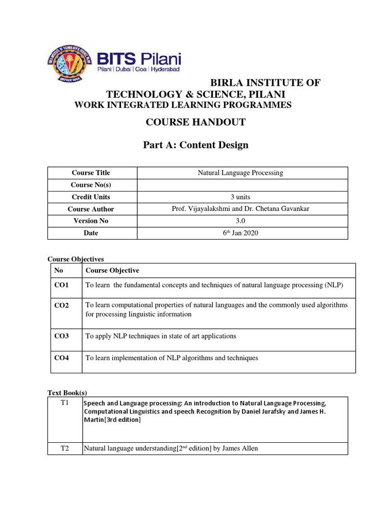 Natural Language Processing Handout | PDF | Parsing | Computational ...
