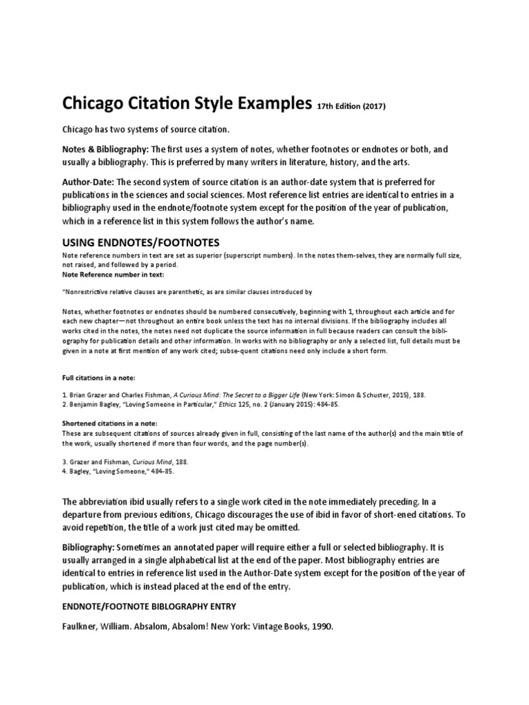 Chicago Citation Style Examples 17th Edition | PDF | Citation | Document