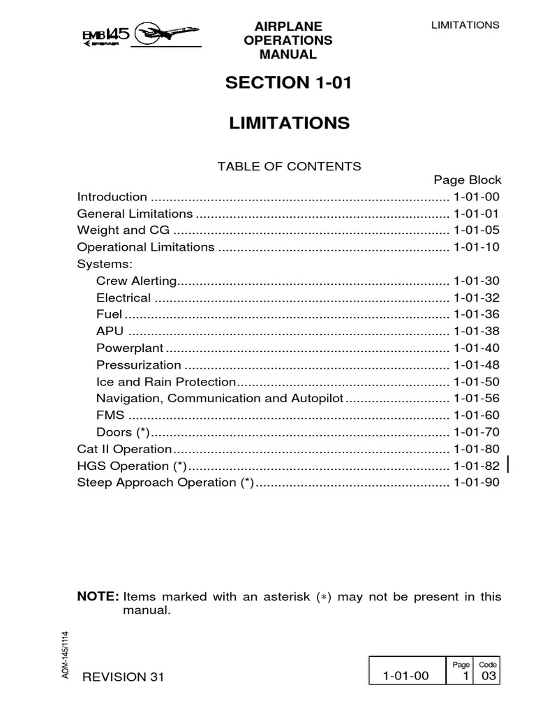 Aircraft Operations Limitations Manual | PDF | Takeoff | Air Traffic ...