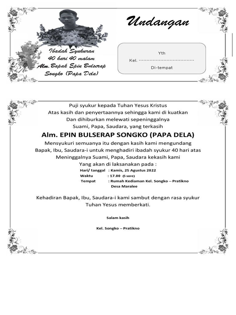 Undangan Ibadah Syukur 40 Hari | PDF