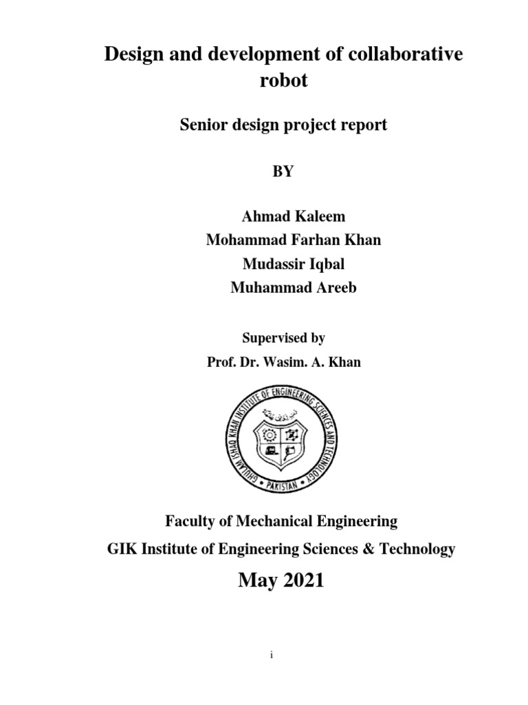 Design and Development of a Collaborative Robot: A Senior Design ...