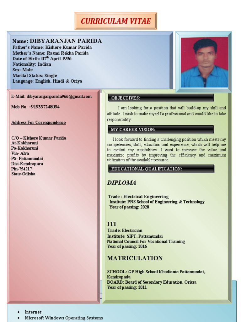 Curriculam Vitae:: Dibyaranjan Parida | PDF | Computing
