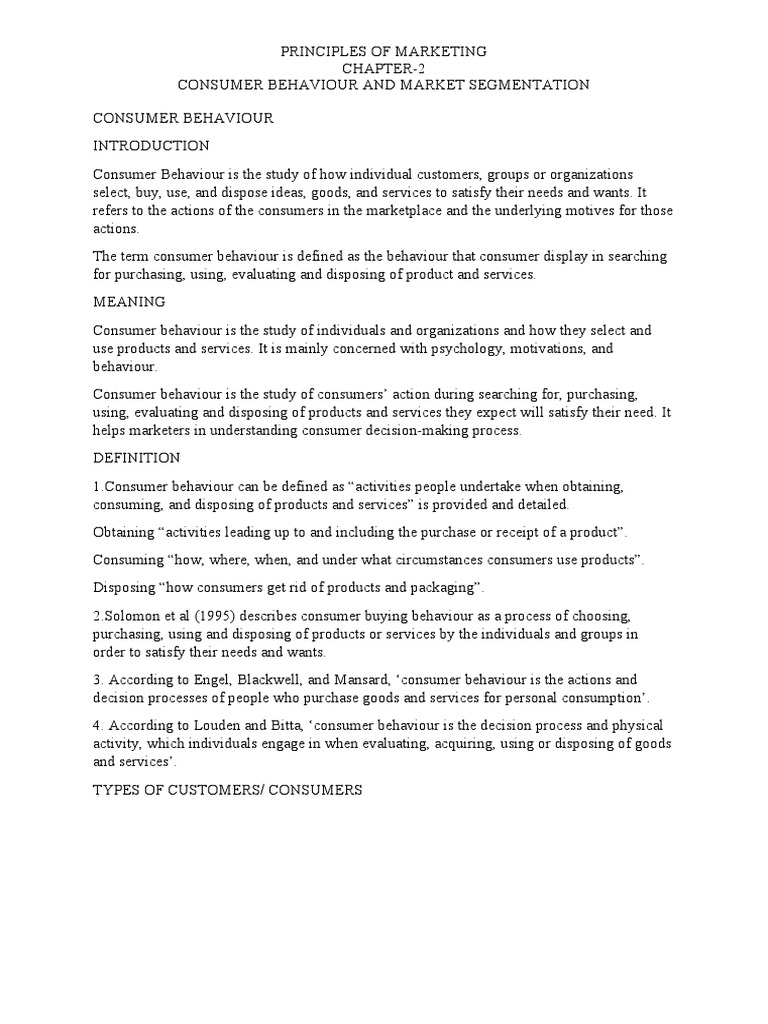 PR M CH-2 | PDF | Consumer Behaviour | Market Segmentation