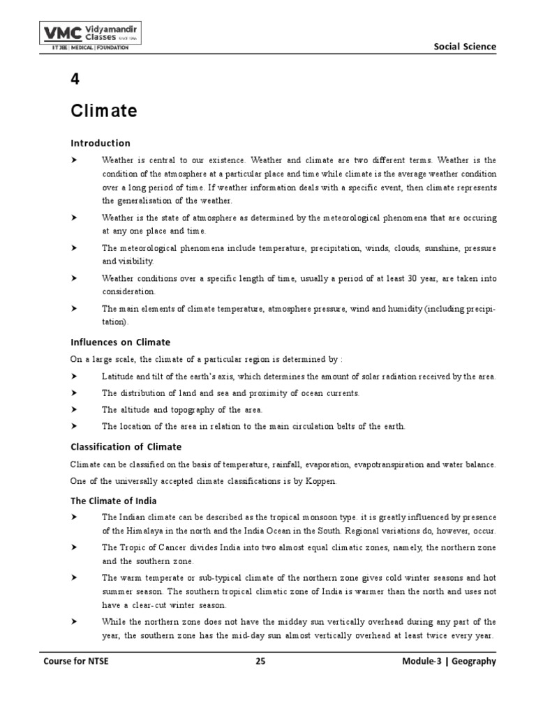 Chapter 4 Climate PDF | PDF | Climate | Monsoon