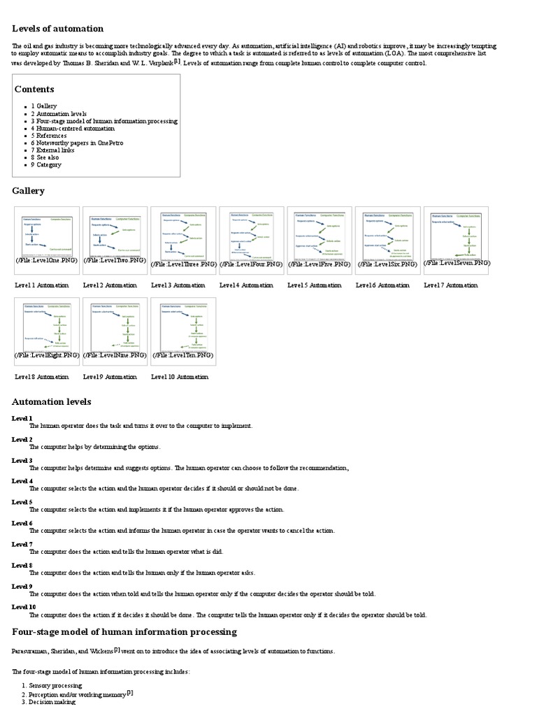 Levels of Automation | PDF | Perception | Automation