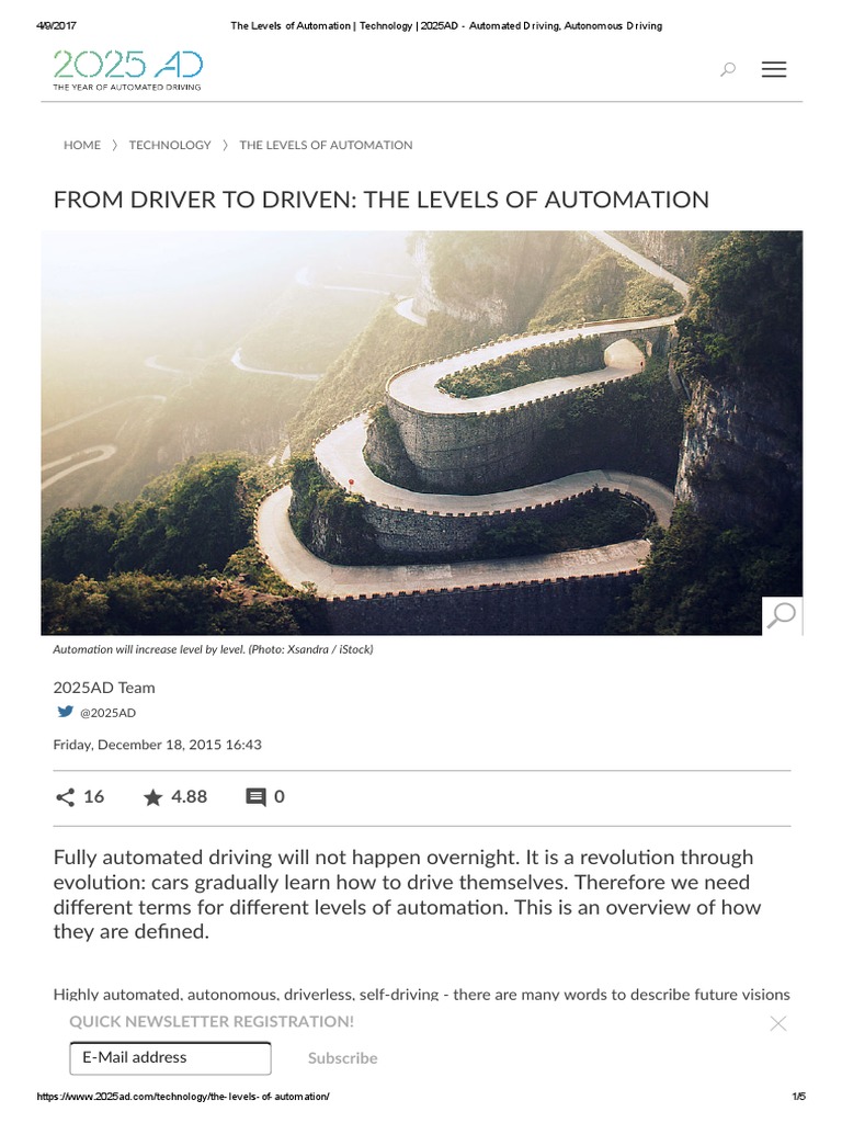 The Levels of Automation - Technology - 2025AD - Automated Driving ...