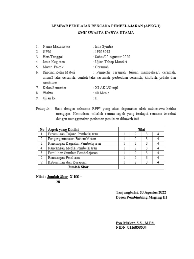 RPP, Apkg, Materi, Ceramah Siap | PDF