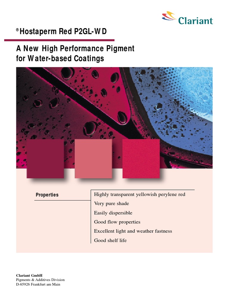 Hostaperm Red P2GL-WD A New High Performance Pigment For Water-Based ...