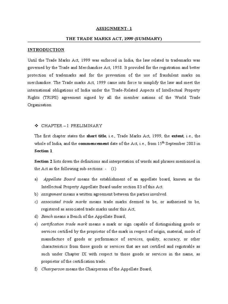 Assignment - 1 | PDF | Trademark | Justice