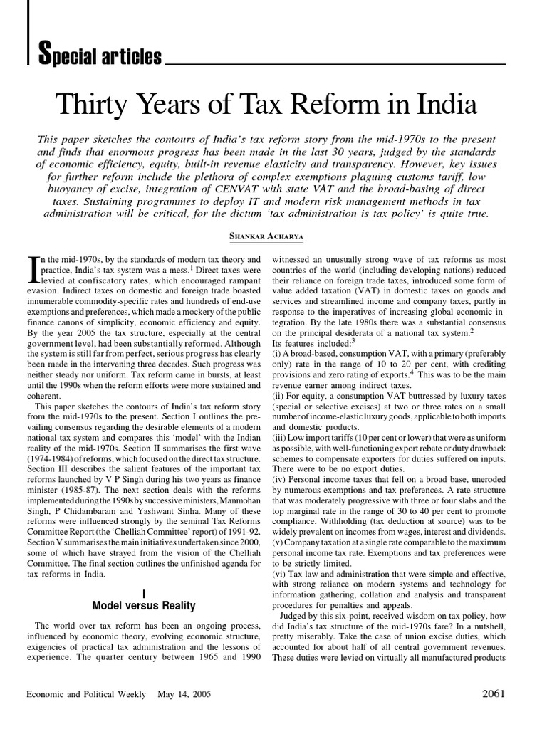 India's Tax Reform Journey 1970-2005 | PDF | Taxes | Excise