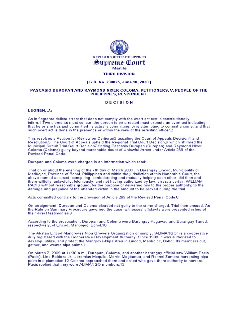 An Analysis of the Requirements for a Valid In Flagrante Delicto Arrest ...