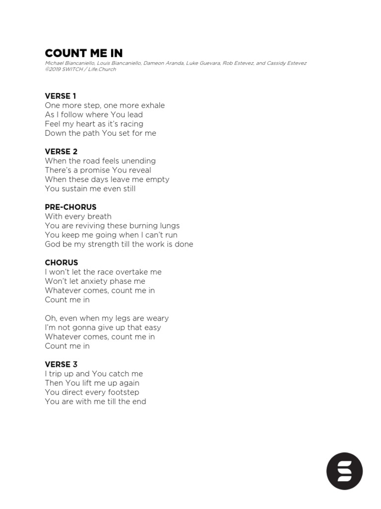 Symphony CountMeIn LyricSheet | PDF