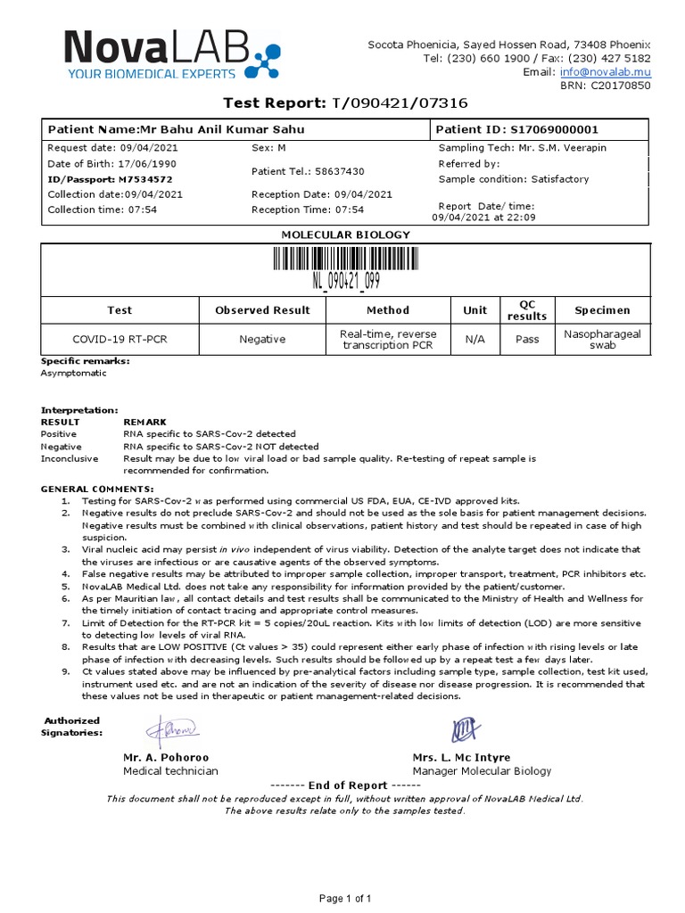 Test Report:: Patient Name:Mr Bahu Anil Kumar Sahu Patient ID | PDF ...