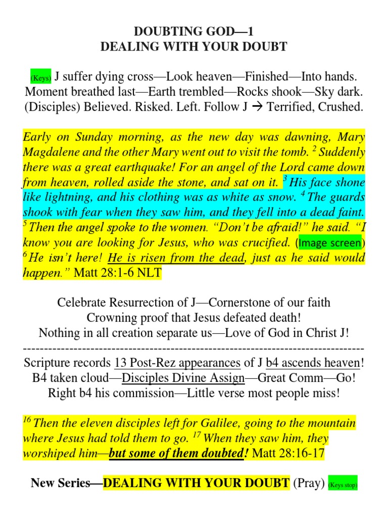 Doubting God-1 Dealing With Your Doubt | Download Free PDF | Jesus | Faith