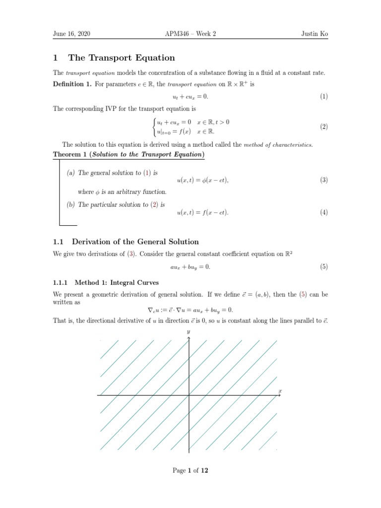 The Transport Equation | PDF | Partial Differential Equation | Ordinary Differential Equation
