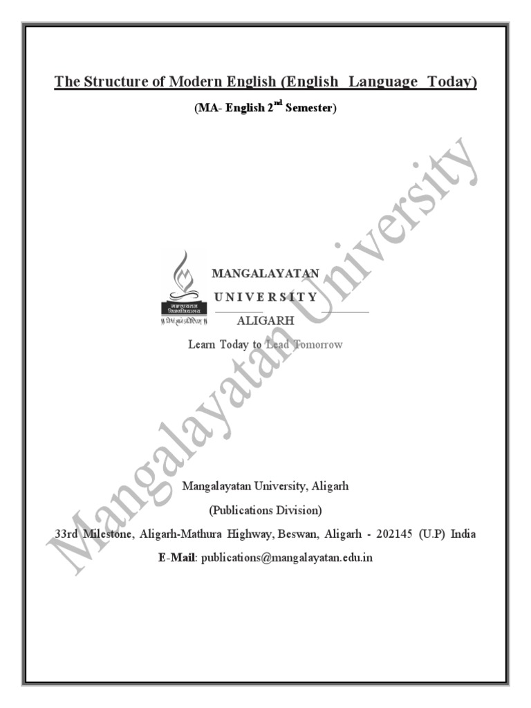 The Structure of Modern English (English Language Today) | PDF ...