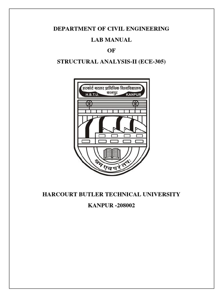 Department of Civil Engineering Lab Manual OF Structural Analysis-Ii (Ece-305) | PDF | Beam ...