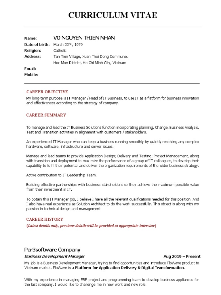 Curriculum Vitae: Vo Nguyen Thien Nhan | PDF | Security | Computer Security