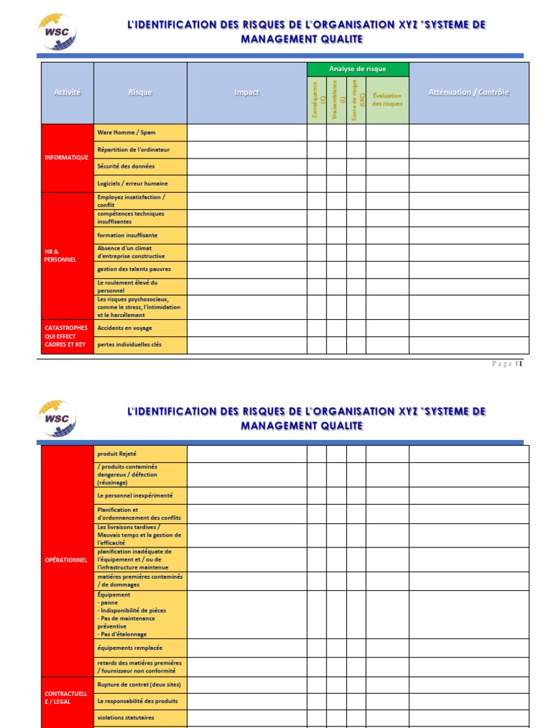 QMS ISO 9001 2015 Identification Des Risques | PDF | Risque | Business