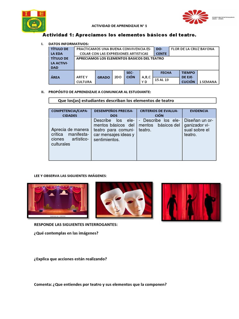 Elementos Básicos del Teatro | PDF | Teatro | Evaluación
