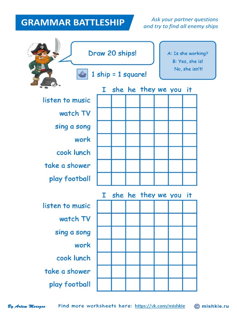 Grammar Battleship: Ask Your Partner Questions and Try To Find All ...