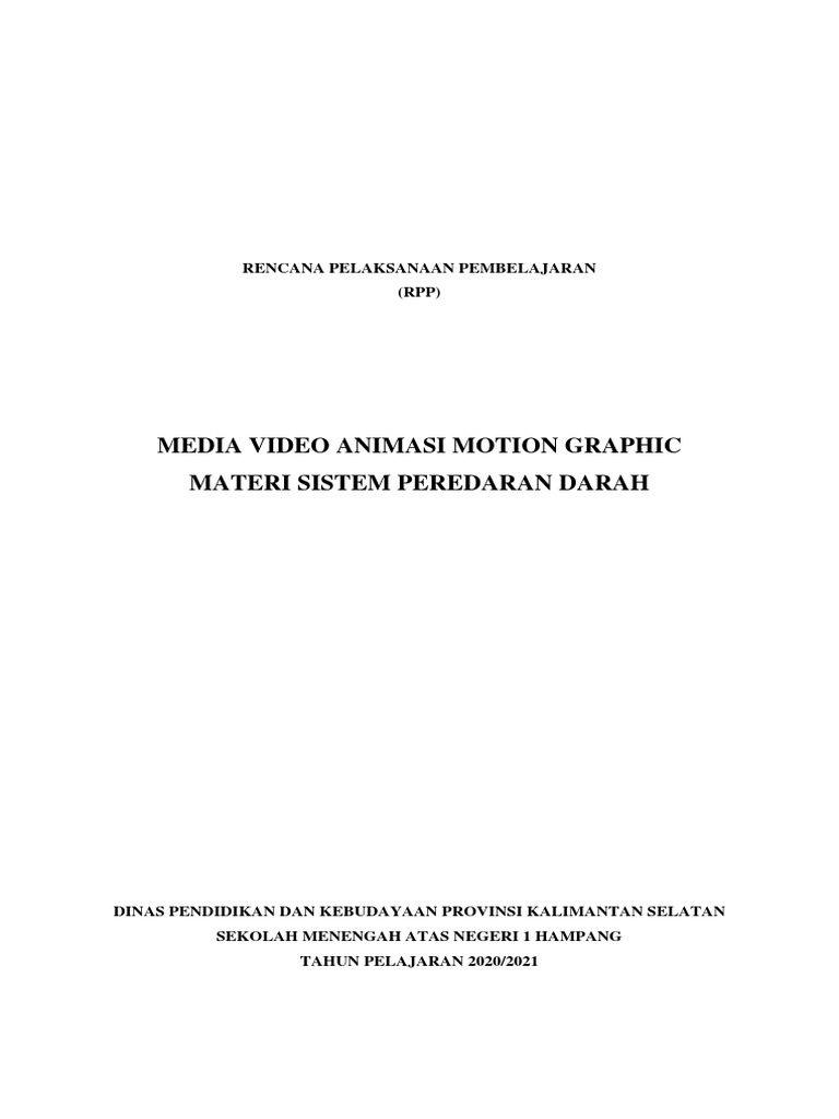 Media Video Animasi Motion Graphic Materi Sistem Peredaran Darah | PDF