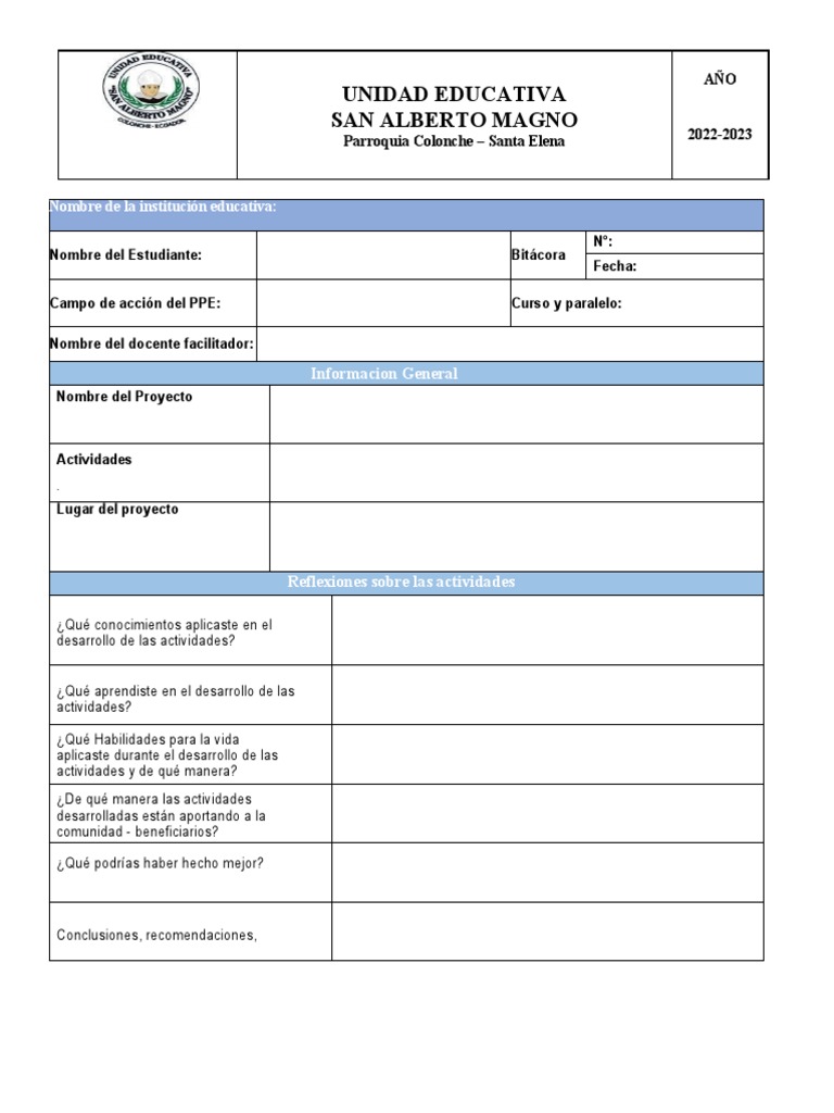 Bitácora de Proyecto Educativo 2022-2023 | PDF