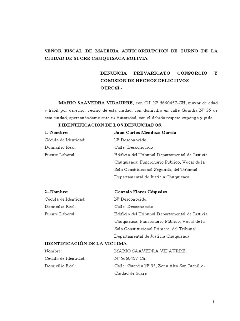 Modelo de Prevaricato | PDF | Castigos | Derecho penal