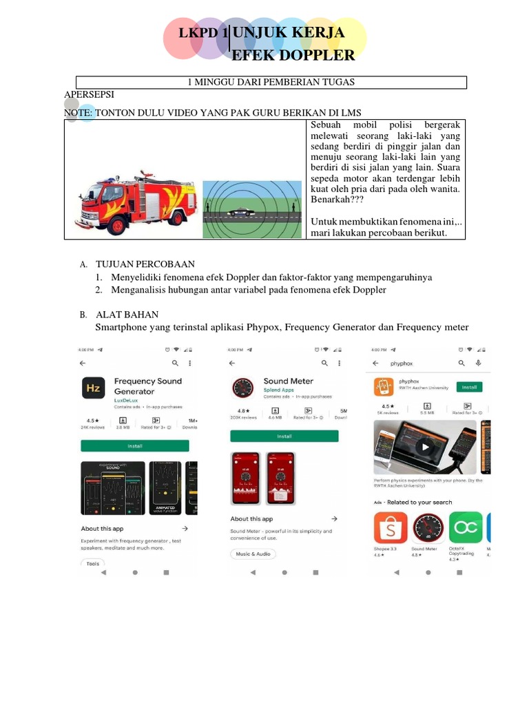 Fisika LKPD 1 Efek Doppler | PDF