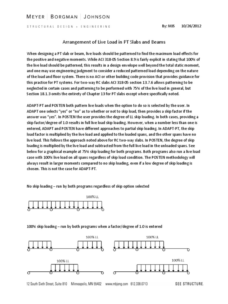 Live load patterning in PT slabs | PDF | Structural Load