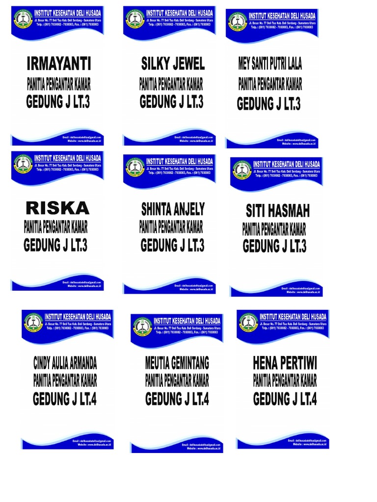 Bed Name Panitia Mahasiswa Tahun 2022 | PDF