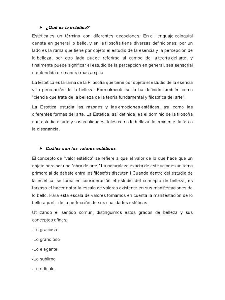 Definición y Conceptos de Estética | PDF | Belleza | Estética