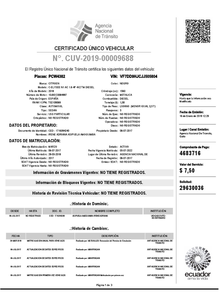 Certificado Citroen | PDF | Placa de matrícula del vehículo