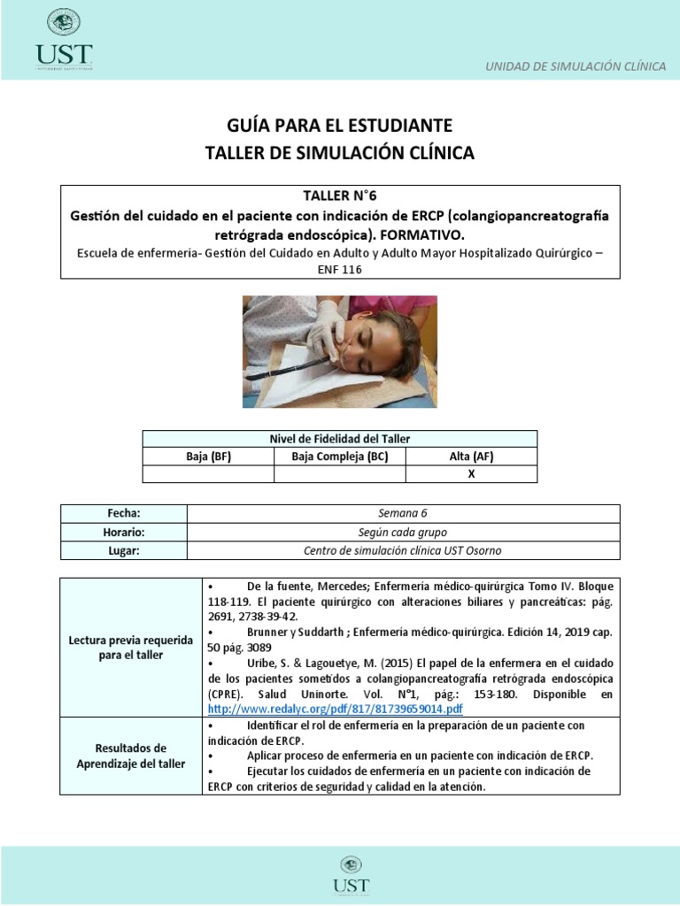 Taller 6 Paciente Con Indicacion de Ercp Formativo | PDF | Enfermería ...