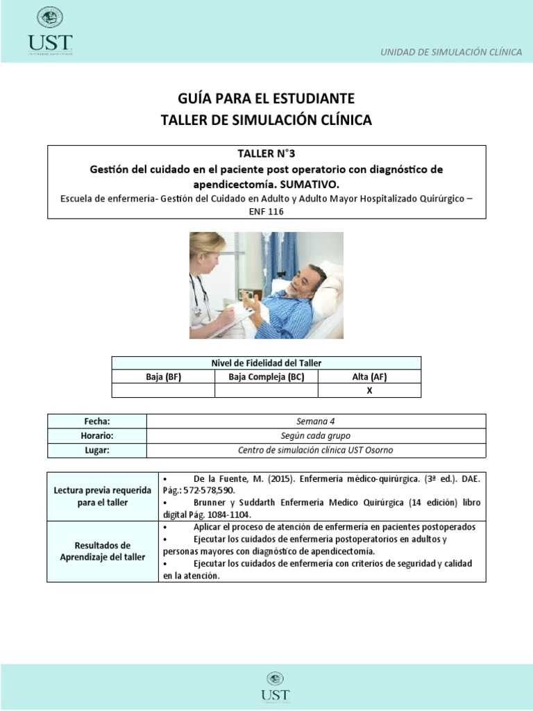 TALLER 3 POSTOPERATORIO APENDICECTOMIA SUMATIVO | PDF