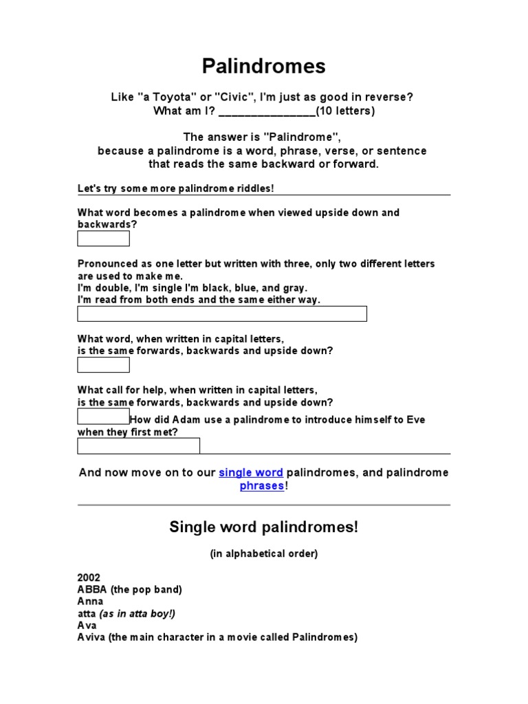 Palindromes and More | PDF | Nature