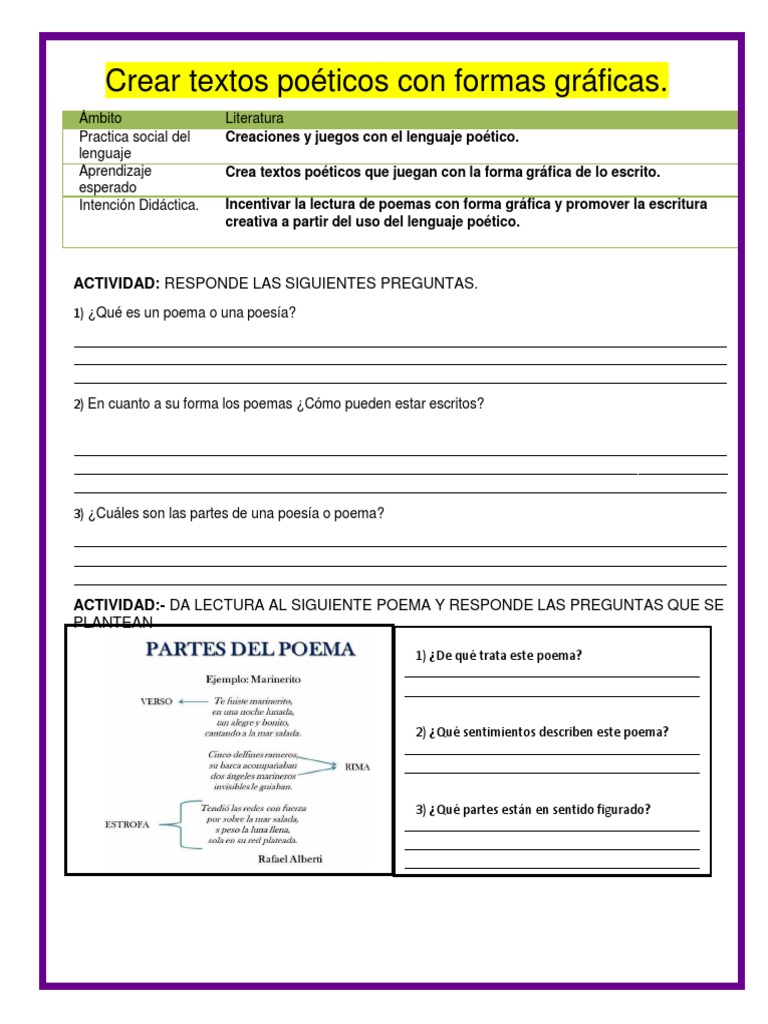 TV 3°b Espa.s. 27 y 28 Manif. Poet. | PDF | Poesía | Escritura