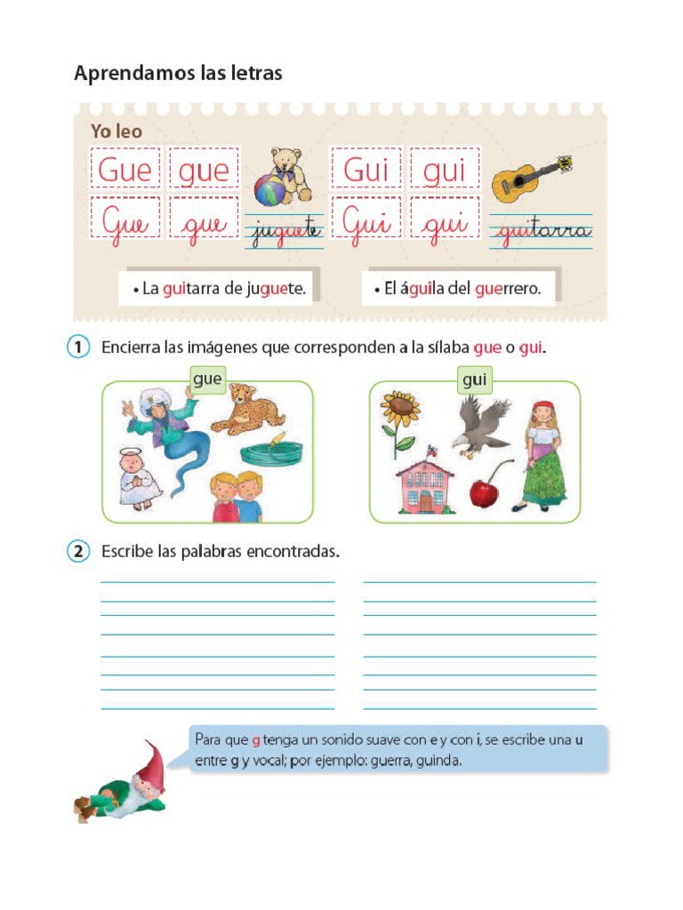 Guía de Trabajo Lectura y Escritura Gue Gui | PDF