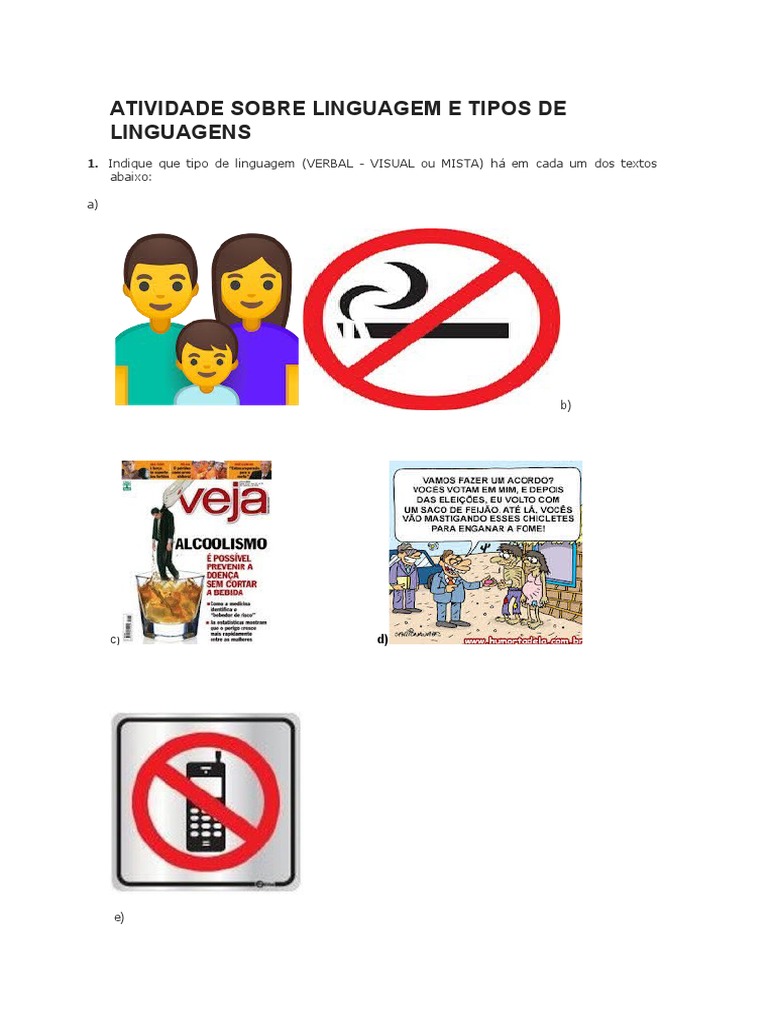 Atividade Sobre Linguagem e Tipos de Linguagens | PDF