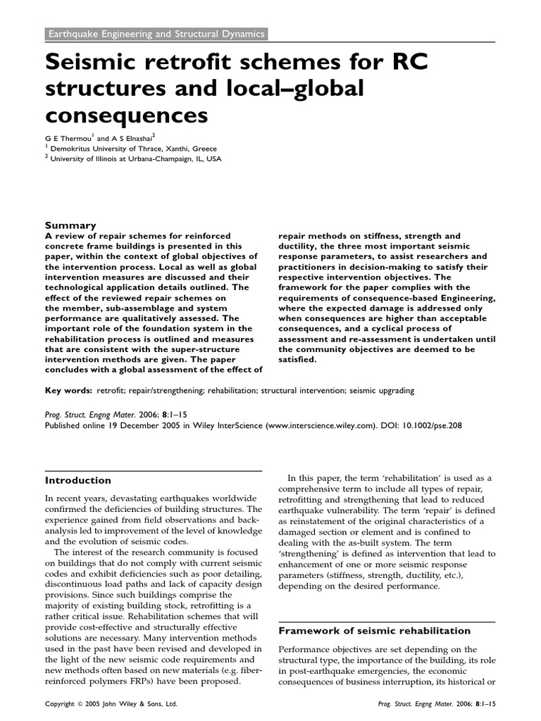 Seismic Retrofit Schemes For RC Structures | PDF | Fibre Reinforced ...