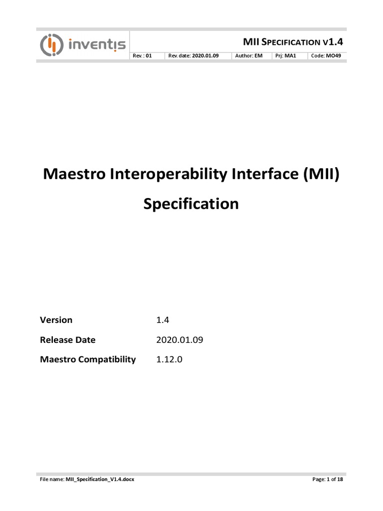 MII Specification V1.4 | PDF | Computer File | Xml Schema