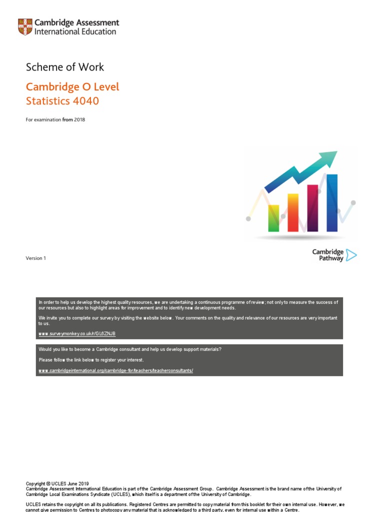 Scheme of Work: Cambridge O Level Statistics 4040 | PDF | Sampling ...