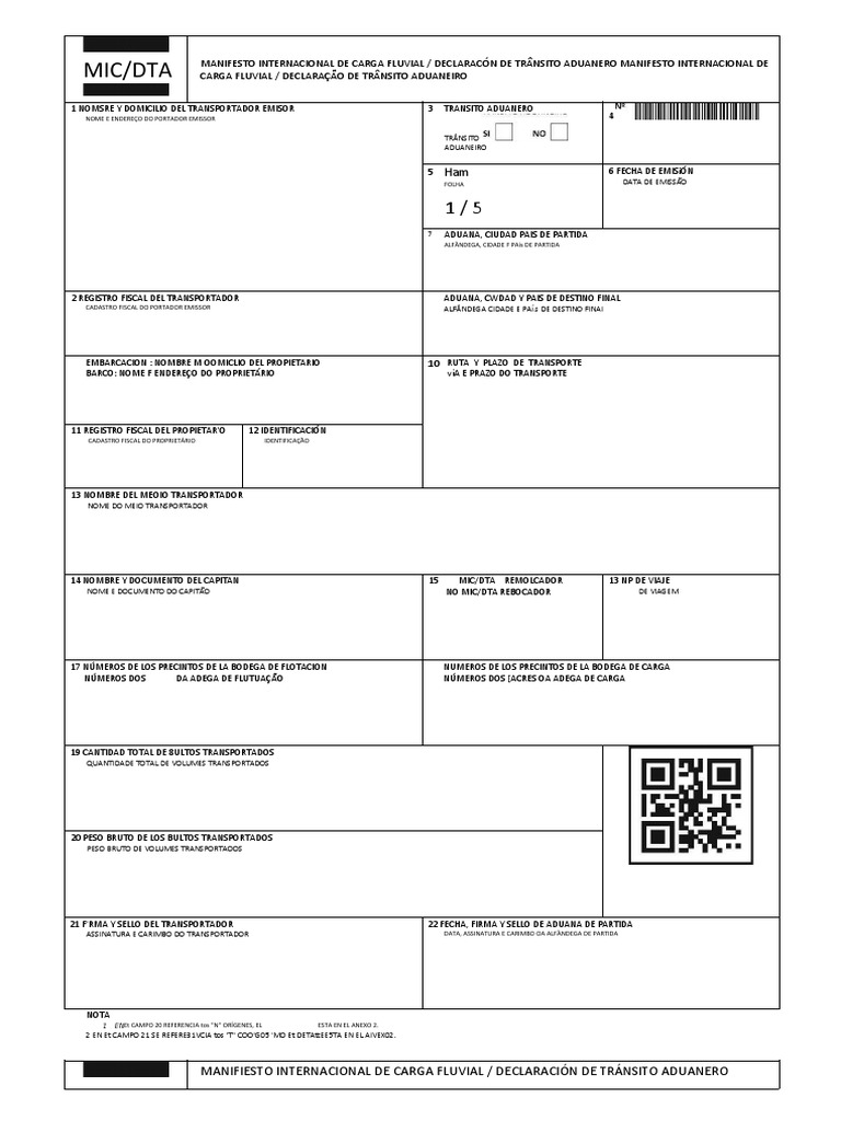MIC DTA Fluvial Electronico | PDF | Transporte de mercancías