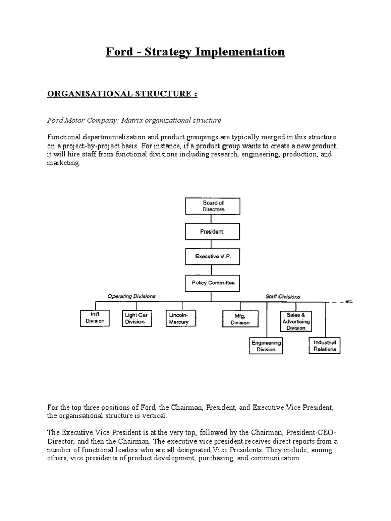 Ford - Strategy Implementation: Organisational Structure | PDF ...
