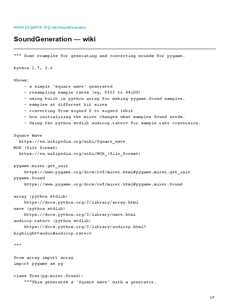 Generating and Converting Sounds for Pygame: Techniques for Creating Square Waves, Resampling ...