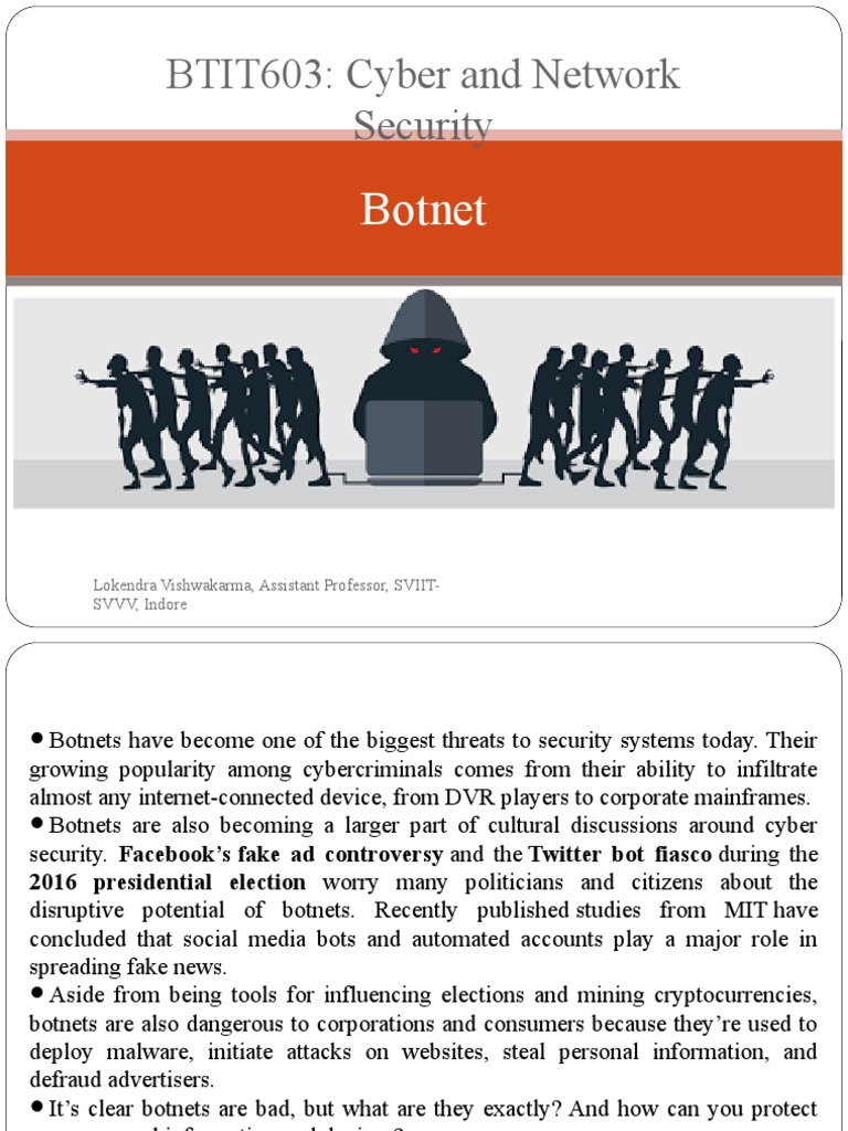 BTIT603: Cyber and Network Security: Botnet | PDF | Malware | Computer Law