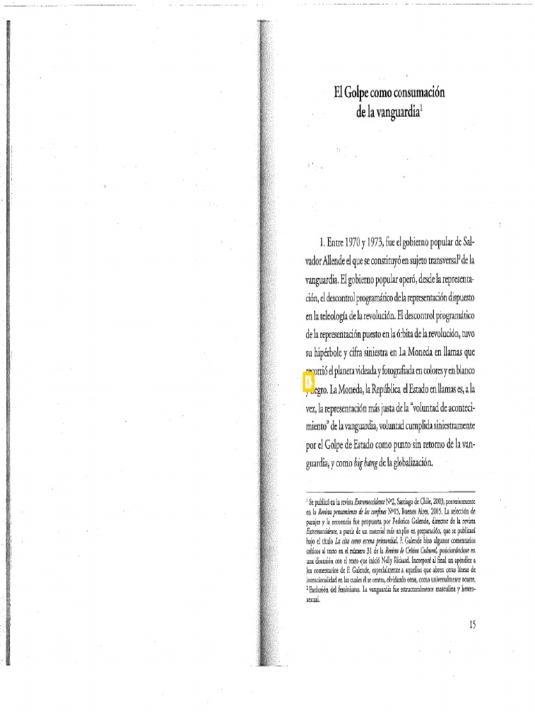 PDF Will Thayer El Golpe Como Consumacion de La Vanguardia - Compress | PDF