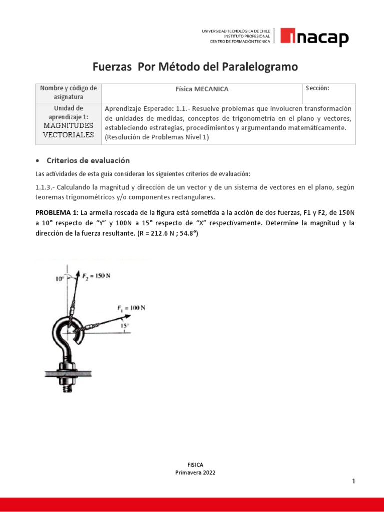 Fuerzas y Método del Paralelogramo | PDF | Vector Euclidiano | Mecánica