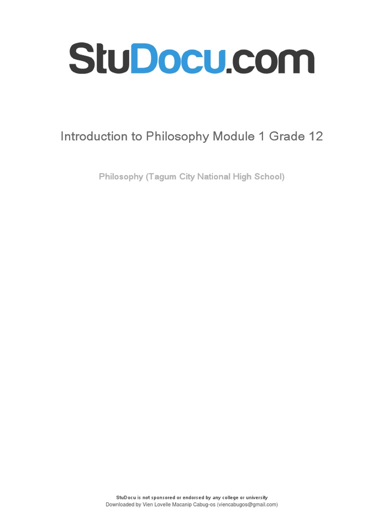 Introduction To Philosophy Module 1 Grade 12 | PDF | Epistemology | Reflective Practice