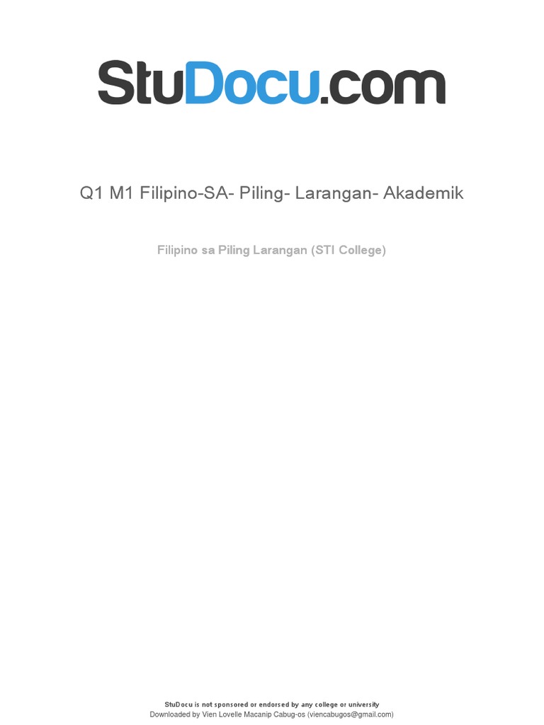 q1 m1 Filipino Sa Piling Larangan Akademik | PDF